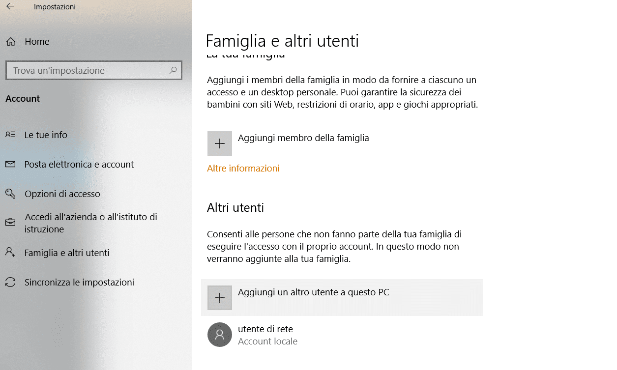 Windows: come creare un nuovo account utente
