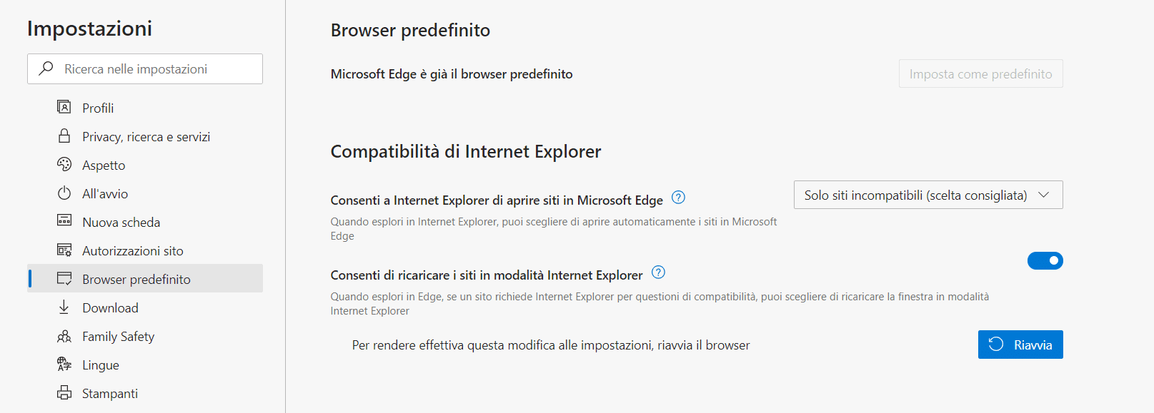Come abilitare la modalità Internet Explorer nel nuovo MS Edge