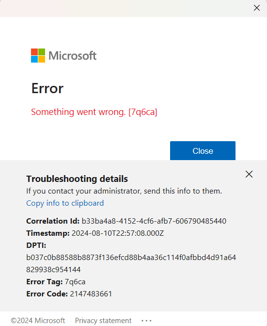 FIX Error Something went wrong. [7q6ca] in accesso Microsoft